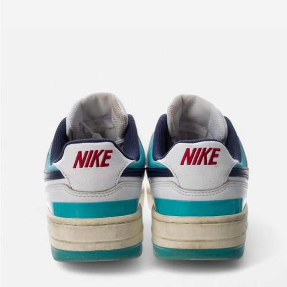 Nike | Shoes | Nike Teal And White Sneakers With Red Logo | Poshmark